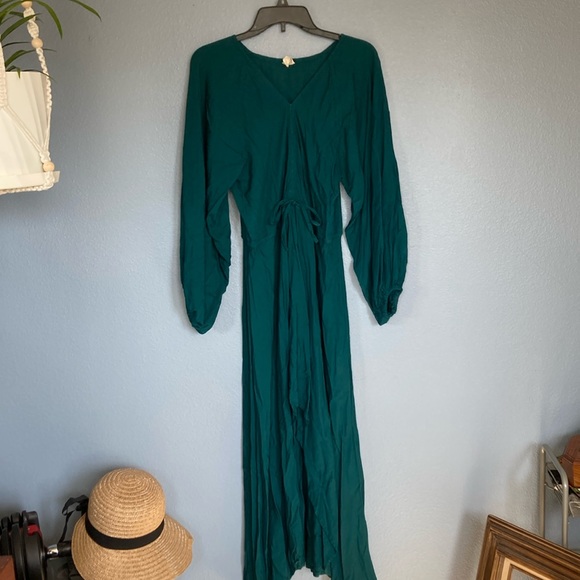 ELF | Dresses | Elf Made By Hand Teal Long Bohemian Dress With ...